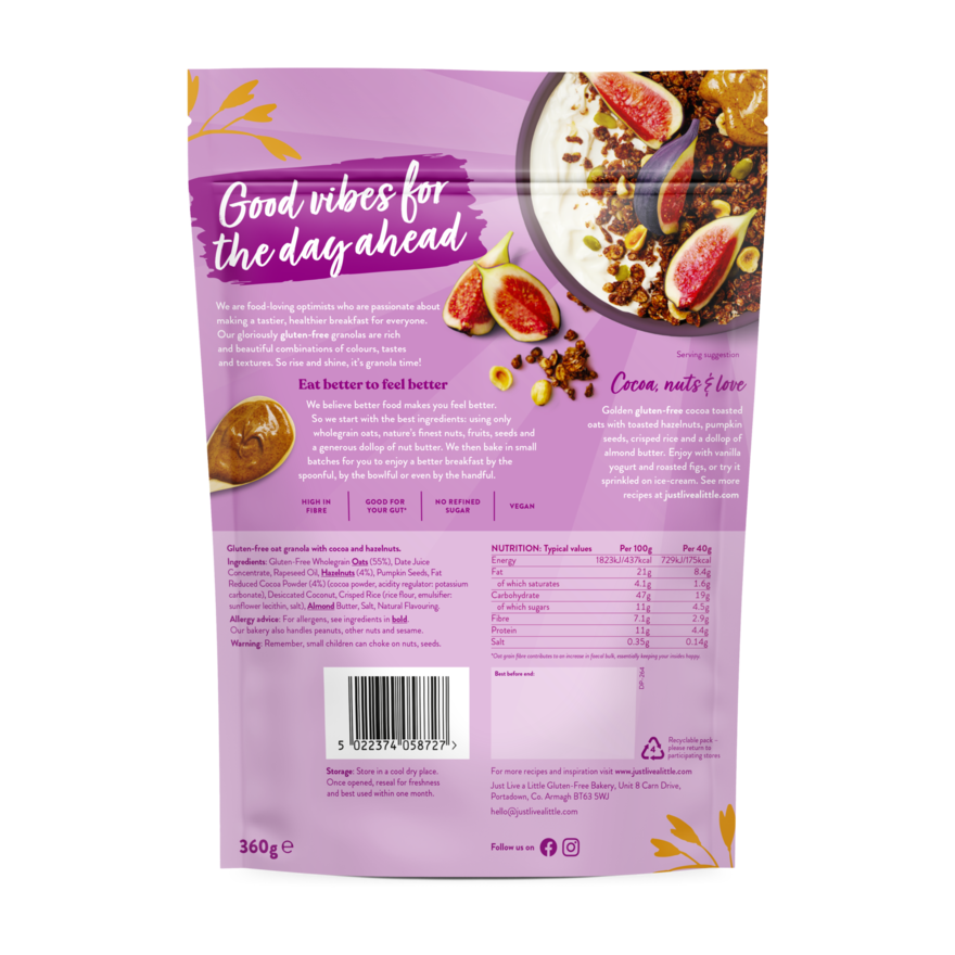 Cocoa & Toasted Hazelnut Granola | Gluten-Free – Just Live A Little